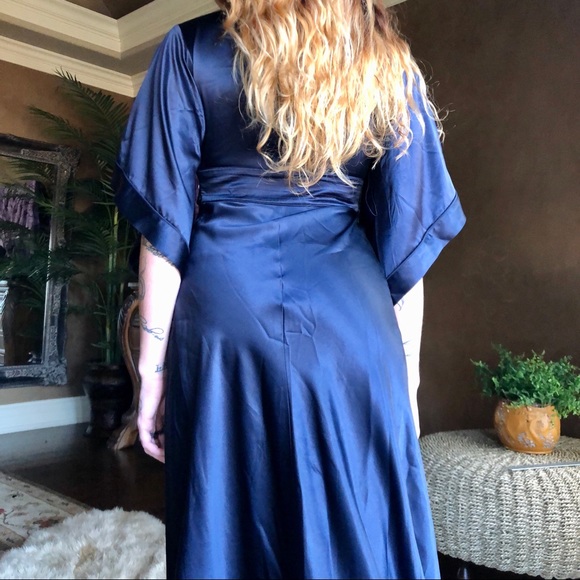 Dresses | Silky Satin Midi Dress Blue Midnight | Poshmark